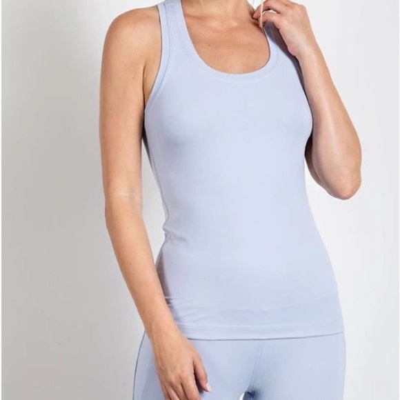 Tops | Pastel Blue Racerback Butter Basic Tank Top | Poshmark